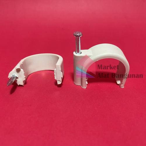 Jual Klem Pipa PVC + Paku Beton 1“ Per Pcs / Klem Pipa Air Plastik 1 ...