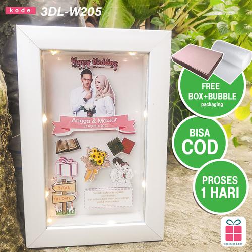 Jual FRAME 3D LAMPU - Hadiah/Kado Pernikahan Wedding Gift Couple Motif ...