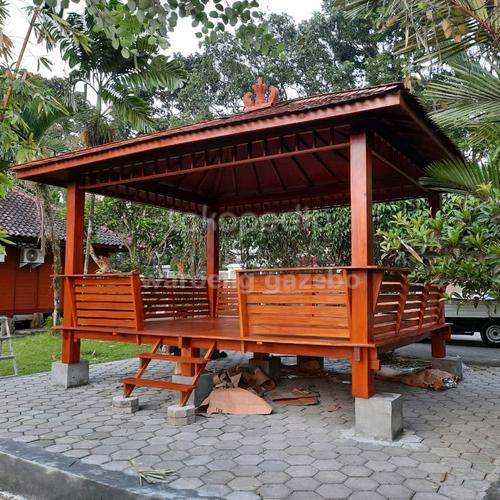 Jual Saung Gazebo Minimalis 3x4m Kayu Jati || Taman Gasebo Jati ...