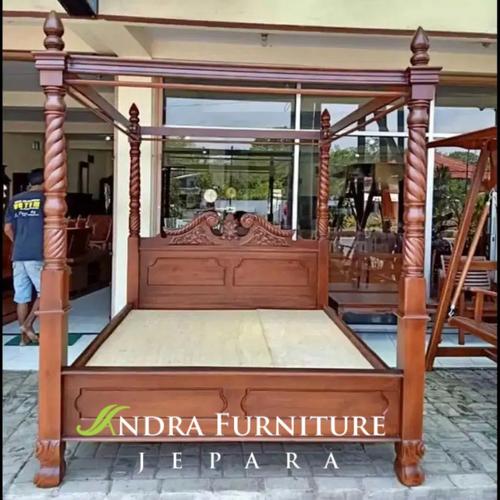 Jual dipan,divan ukir kayu jati kanopi tiang ulir jepara furniture ...