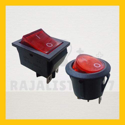 Jual Saklar Power ON OFF Mini Rocker Switch Kotak dan Bulat Merah ...