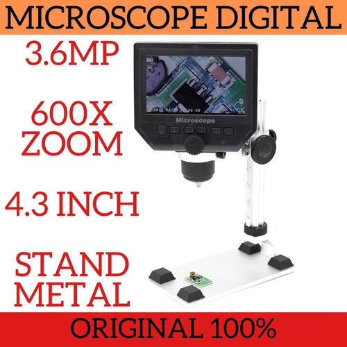 Jual Mikroskop Digital 3.6MP 600X Plus Monitor 4.3in Metal Stand ...