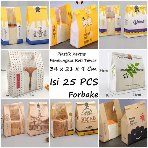 Jual Plastik Kemasan Kantong Kertas Plastik Roti Tawar Isi 25 Pcs Toast ...