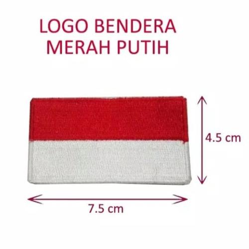 Jual logo bordir bendera indonesia merah putih emblem bet 7,5 x 4,5 cm ...