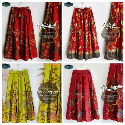 Promo Rok Batik Wanita Panjang Kain Unggul Jaya Warna Merah dan Kuning ...