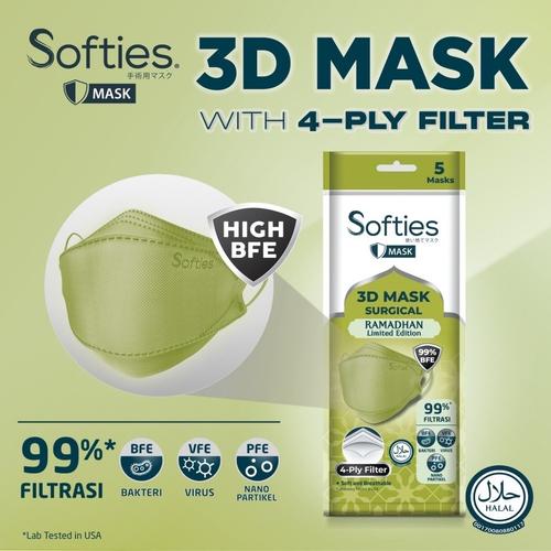 Jual MASKER SOFTIES SURGICAL 3D MASK 4PLY FILTER HIGH BFE VFE PFE KF94 ...