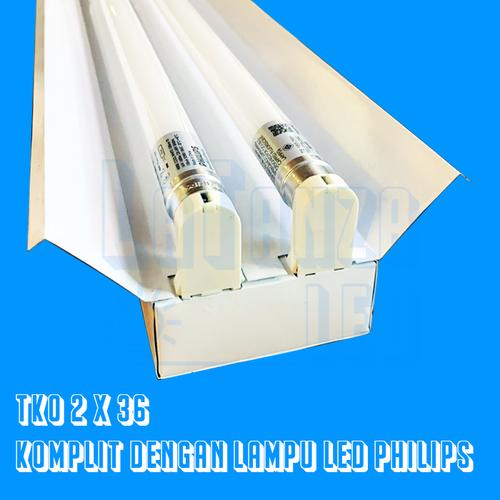 Jual Kap Lampu TKO LED 2x36 120cm kap TKO TL 2x16 Philips Komplit ...