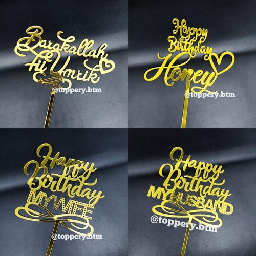 Jual CAKE TOPPER ACRYLIC BARAKALLAH FII UMRIK HAPPY BIRTHDAY MY HUSBAND DLL - Kota Batam ...