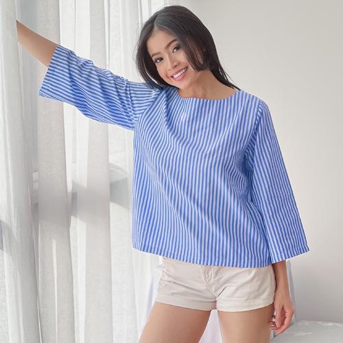 Jual ATASAN BLOUSE SALUR LENGAN 3/4 PAMELA - ATASAN VTA KATUN SALUR ...