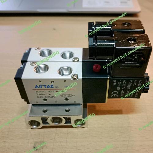 Jual SOLENOID VALVE AIRTAC 4V310-08 1 SET 2 UNIT VALVE DAN MANIFOLD 2 SUSUN - 24 vdc - Jakarta ...