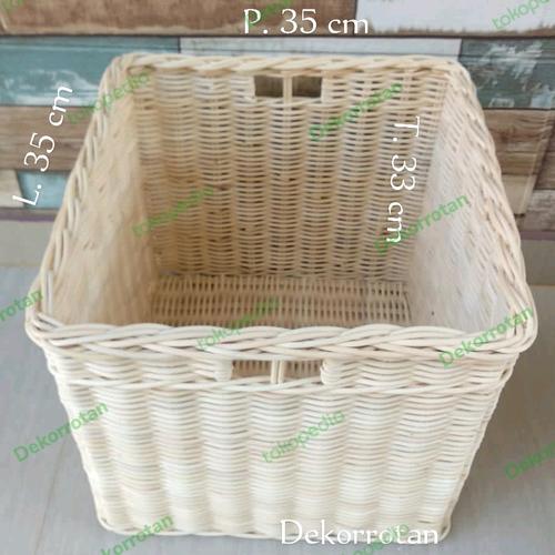 Jual Keranjang rotan kotak besar laundry seserahan hantaran laci rumah ...