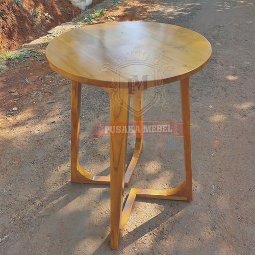 Jual meja kopi, meja makan bulat kayu, small round table kayu, meja ...