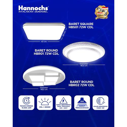 Jual HANNOCHS Lampu Baret LED Hias Ceiling Light Plafon Bulat/Kotak 72W ...