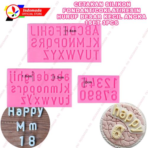 Jual Cetakan Huruf Besar Kecil Angka Tinggi 1.8 cm Fondan Coklat Resin ...