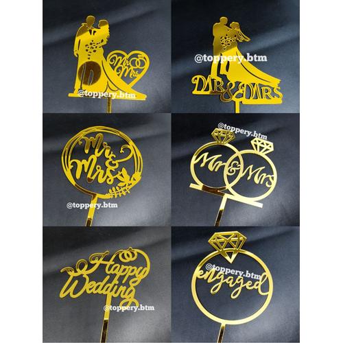 Jual CAKE TOPPER ACRYLIC MR &MRS HAPPY WEDDING ENGGAGED TUNANGAN LAMARAN - Kota Batam - Toppery ...