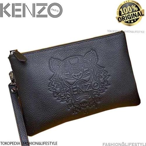 Jual Tas Tenteng Kenzo Pouch Tiger Embossed Full Leather Black Original ...