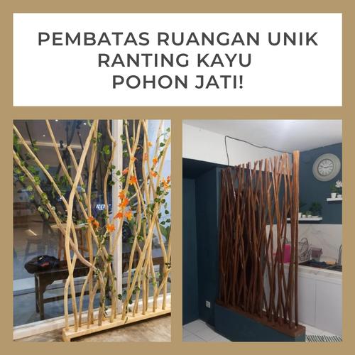 Jual Partisi ruangan rumah sekat ruang unik ranting kayu jati - AMPLAS ...