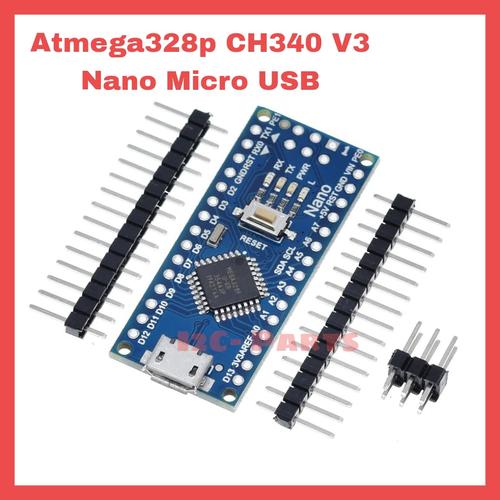 Jual Atmega328P CH340 Micro USB Nano V3 Compatible Board Solderless Pin ...