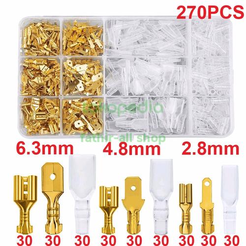 Jual Terminal Wire Crime Connector Spade Kit 270 Pcs + Box - Gold 120 ...
