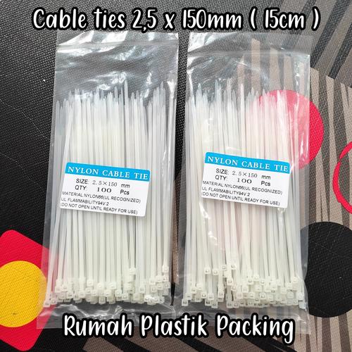 Jual cable ties 2,5x150mm Cable tie nylon 2,5x15cm Putih tali ripet ...