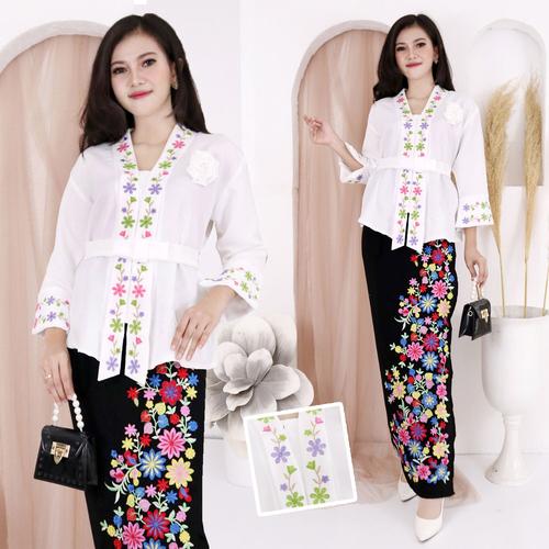 Jual Kebaya Encim Senada Katun Bordir Premium - Putih, 3L - Jakarta ...