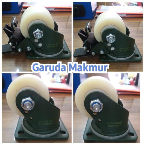 Jual roda MC nilon super heavy duty 3 inch rem hidup beban 4 ton ...