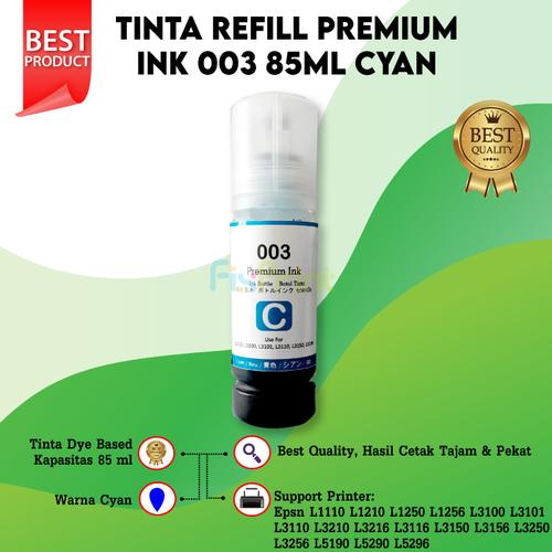 Jual Tinta 003 Premium Ink Compatible Epson L3156 L3210 L1210 - Cyan ...