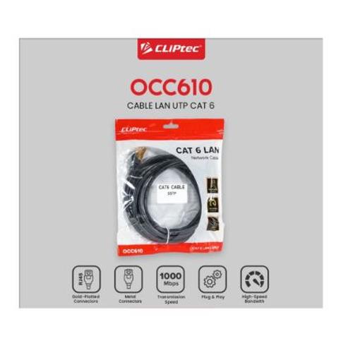 Jual Cable lan cliptec 10 meter cat 6 sstp gigabit occ610 - kabel rj45 ...