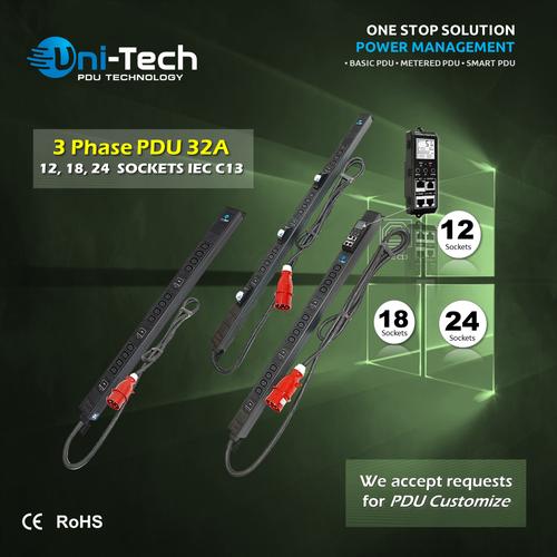 Jual 3Phase rPDU 12, 18, 24 Sockets C13 (32A) - 12 Port w/. SPD - Kota ...