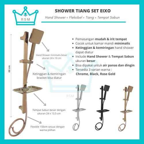 Jual EIXO Kepala Hand Shower Tiang Set Chrome Rose Gold Hitam Kamar ...