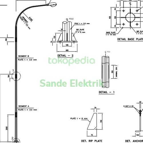 Jual Tiang lampu jalan pju 11 meter single parabola 11m - Oktagonal ...