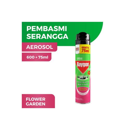 Jual BAYGON AEROSOL SEMPROT SPRAY FLOWER ANTI SERANGGA GARDEN 600ml ...