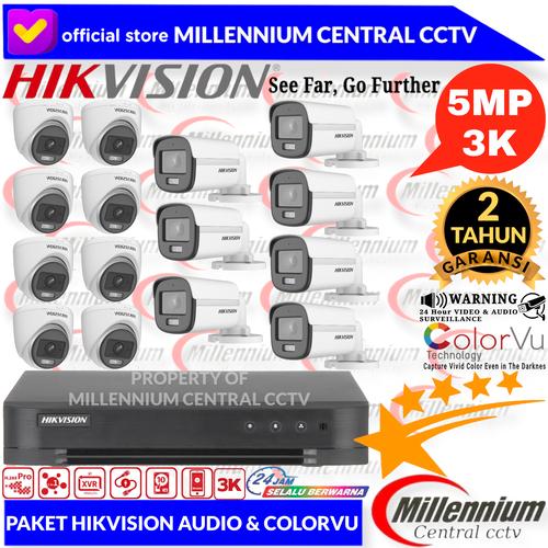 Promo PAKET KAMERA CCTV HIKVISION 15 CHANNEL AUDIO & COLORVU 5MP 3K ...