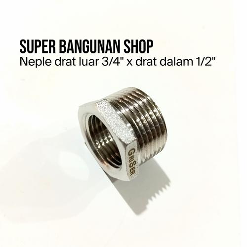 Jual Neple drat Luar 3/4" x drat dalam 1/2" / Nepel Vlok ring 3/4"x1/2" - Kota Tangerang - SUPER ...