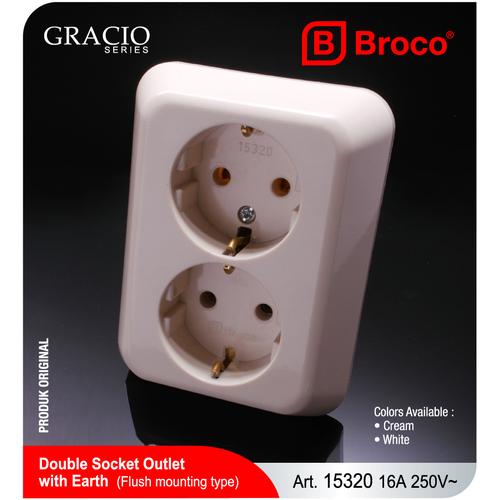 Jual Stop Kontak 2 lubang double seri ganda broco gracio Cream Tanam ...