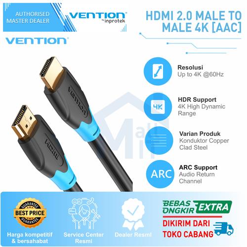Jual Vention AAC Kabel HDMI 3D v2.0 4K HDR UHD High Speed Quality ETHERNET - 0.75M - Jakarta ...