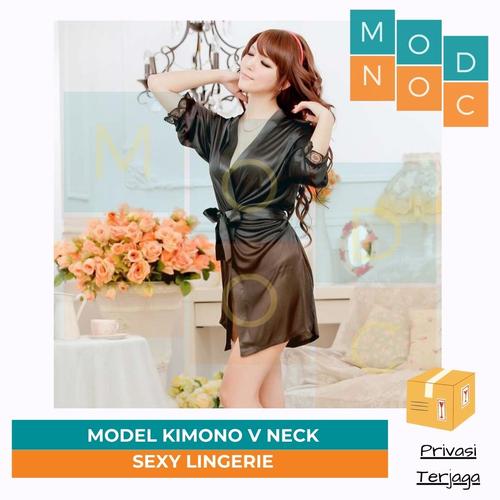 Jual Sexy Lingerie Kimoni V Neck Satin - Baju Tidur 4 Pilihan Warna ...