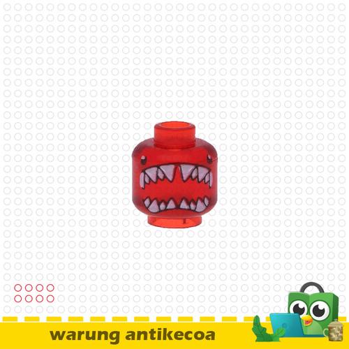 Jual LEGO Part: Trans Red Minifigure Head Alien with Large Open Shark ...