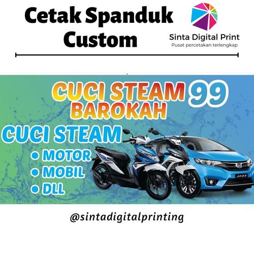 Jual Cetak Spanduk Cuci Steam Motor Mobil / Banner Custom Desain dan ...