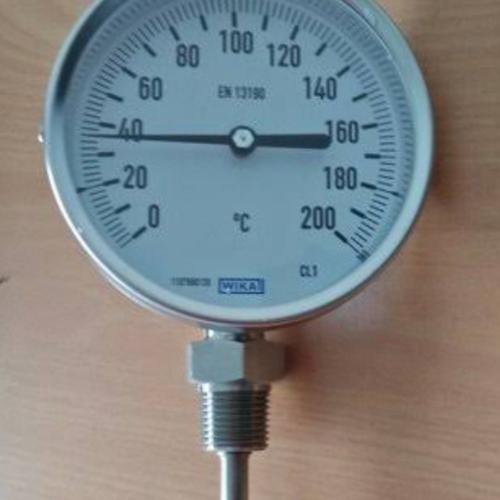 Jual WIKA Thermometer D 4" 0-200°C, drat 1/2" NPT, P.stik 10cm, D.stik ...
