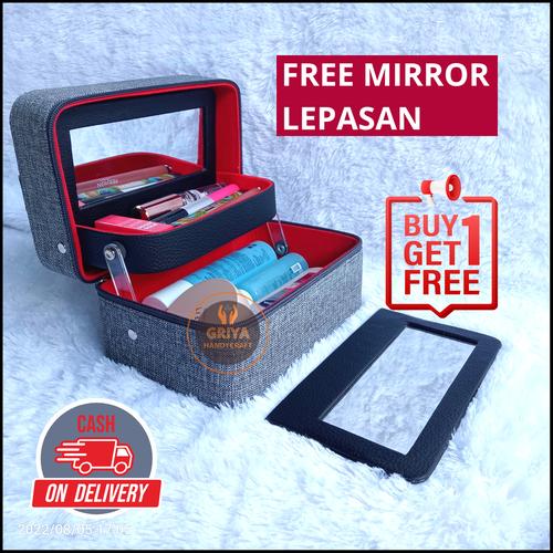 Promo Tas Kosmetik Travel Box Makeup Terbaru Plus Kaca Cermin - Hitam ...
