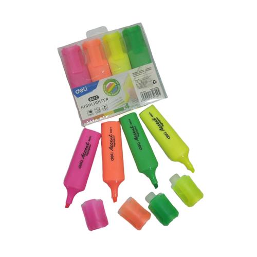 Jual HIGHLIGHTER STABILO 4 WARNA DELI 622 + WADAH CASE PEWARNA HALAMAN ...