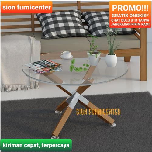 Jual meja tamu kaca bulat / meja tamu minimalis bulat / meja tamu bulat ...