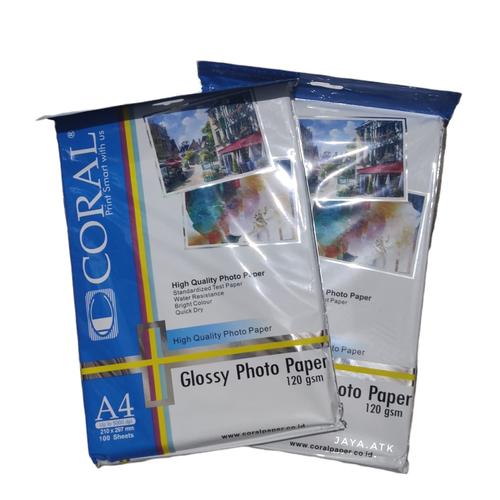 Jual KERTAS PHOTO FOTO A4 GLOSSY KILAP CORAL 120 GSM 100 LEMBAR - Kota ...