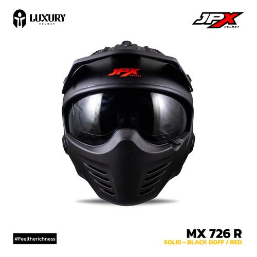 Jual Helm JPX - Mx-726R - Solid - HalfFace - FullFace (Visor Smoke) - BlackDoff Smoke, L - Kab ...