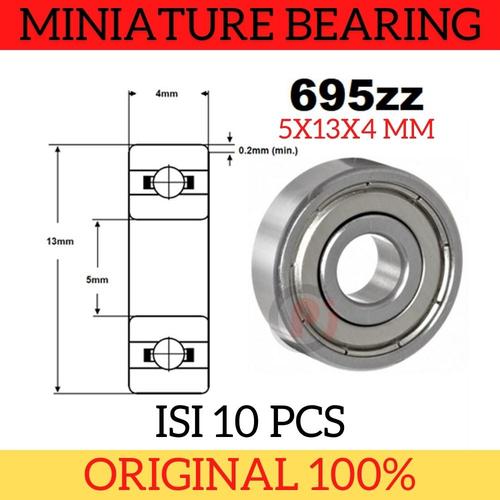 Jual Isi 10 Pcs Bearing Miniatur 695zz 695 zz Lahar Presisi Ukuran ...