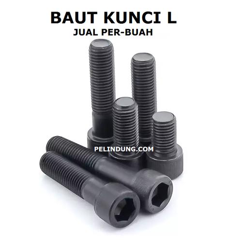 Jual Perbuah Baut Soket M 6 X 12 mm Baja Hitam Kunci L 3 Bolt Socket ...
