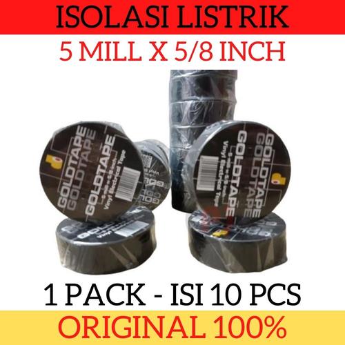 Jual Isi 10 Pcs GOLDTAPE Isolasi Listrik Vinyl Electrical Tape 5mill x ...
