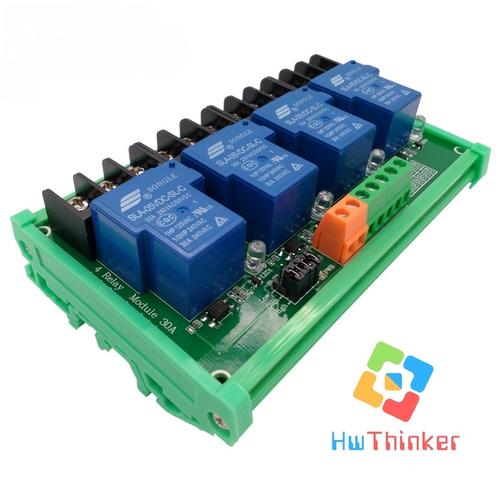 Jual Relay Board 4 ch 4ch channel 5V 12V 24V 30A Aktif High Low DIN ...