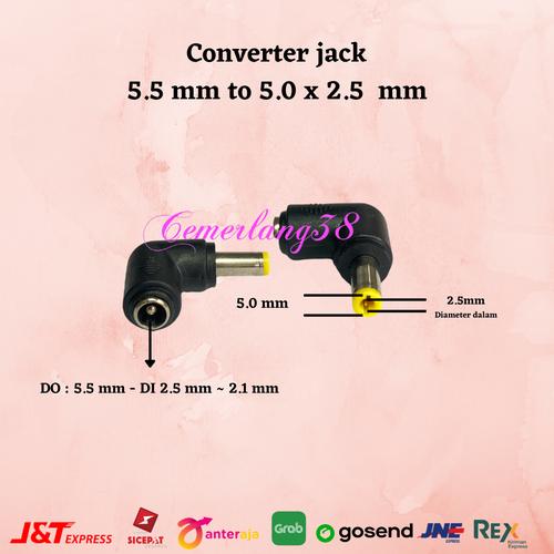 Jual sambungan jack dc 5.5mm to 5.0mm x 2.5mm model L - Jakarta Barat ...